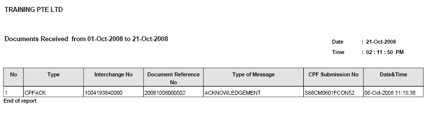 Viewing Document Received Reports