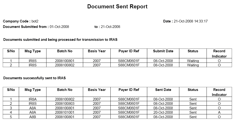 Viewing Document Sent Reports